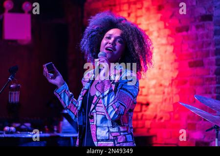 Cynthia Abraham, voice of band Abraham Reunion performs during Winter ...