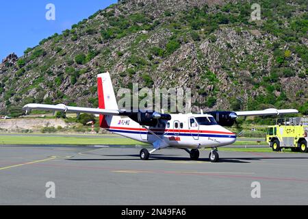 Sint Eustatius - 8 Feb 2023, Plane during arrival on F.D. Roosevelt ...