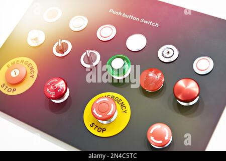 Buttons for control panels for electrical equipment Stock Photo - Alamy