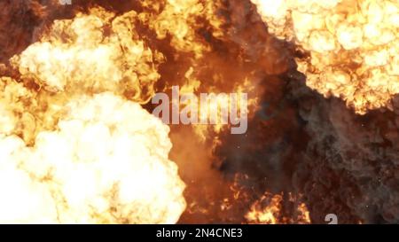3D rendering of an impressive intense explosion on a black background ...