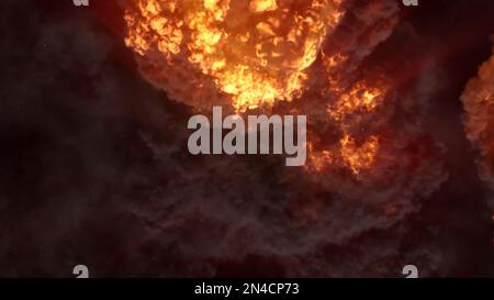 3D rendering of an impressive intense explosion on a black background ...