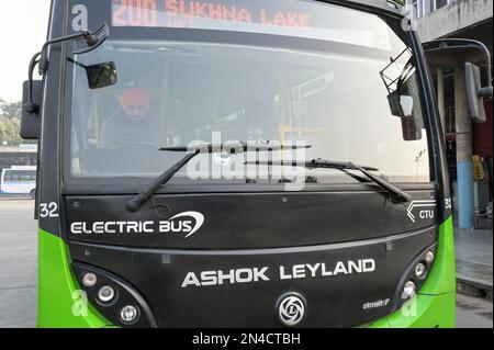 INDIA, Chandigarh, Sector 17, local bus terminal, Ashok Leyland ...