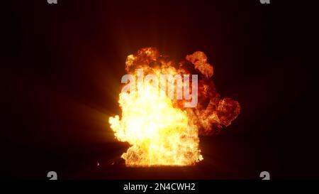 3D rendering of an impressive intense explosion on a black background ...