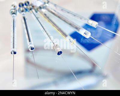 Microsyringes for sample injection in chromatography Stock Photo - Alamy