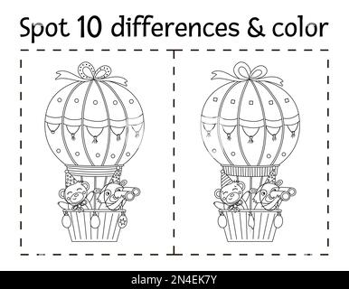 Birthday party find differences and color game for children ...