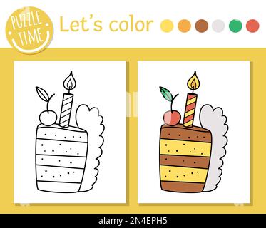 Coloring book or page for kids. cherry black and white vector ...