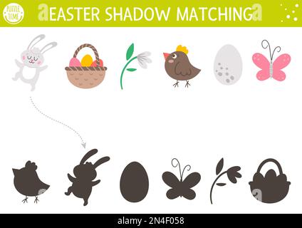 Easter matching activity for children. Fun spring puzzle with eggs ...