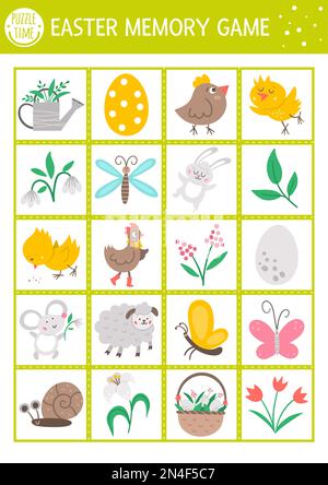 Vector Easter memory game cards with traditional holiday symbols ...