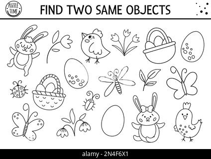Find two same objects. Easter matching activity for children. Funny ...