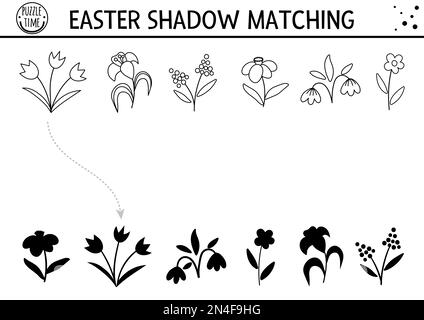 Easter matching game with spring flowers. Holiday math activity for ...