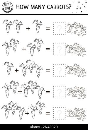 Easter math black and white worksheet for kids. Eggs addition printable ...