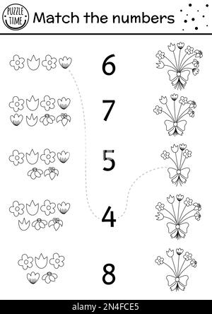 Easter matching game with spring flowers. Holiday math activity for ...
