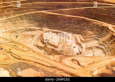 Aerial view of a copper mine at the altiplano of the Atacama Desert in ...