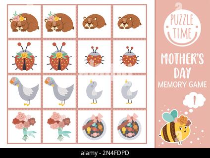 Mothers day matching game with flowers. Holiday math activity for ...