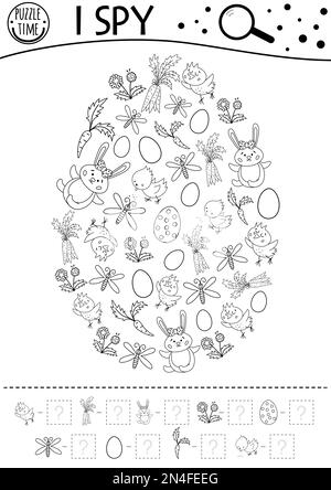 Easter I spy game for kids. Searching and counting activity with cute ...