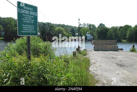 The Floating Bridge (1820) over Sunset Lake in Brookfield Vermont. The ...
