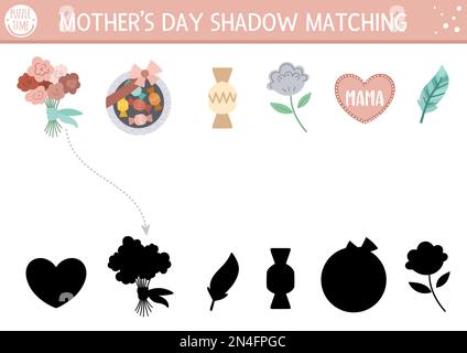Mothers day matching game with flowers. Holiday math activity for ...