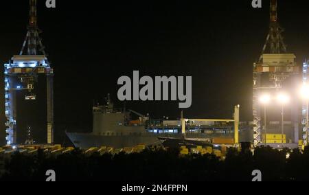 The U.S. cargo vessel MV Cape Ray leaves the Gioia Tauro port, southern ...