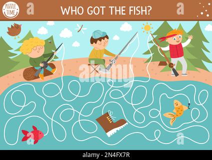Summer camp maze for children. Active holidays preschool printable ...