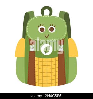 Vector kawaii schoolbag illustration. Back to school educational ...