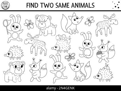 Forest I spy black and white game for kids. Searching and counting ...