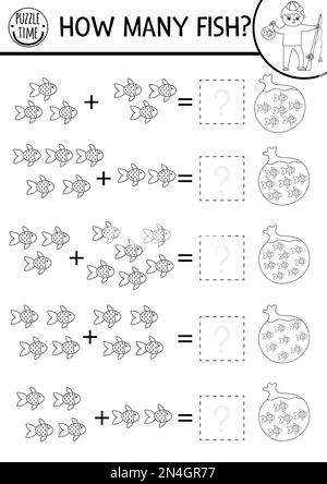 How many fish game with cute fishes in the bag with water. Summer math ...