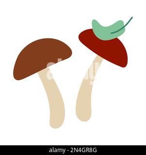 Funny toadstool on green background with measuring scale for children ...