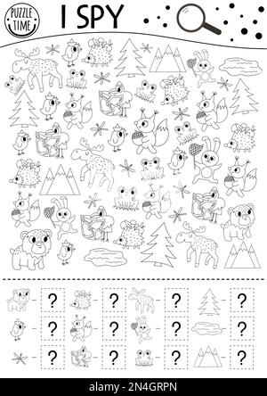 I spy game coloring page for kids. Find and count fruits Stock Vector ...