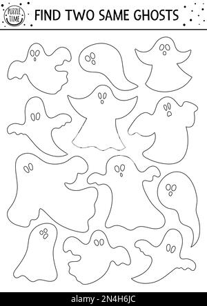 Find two same ghosts. Halloween matching activity for children. Funny ...