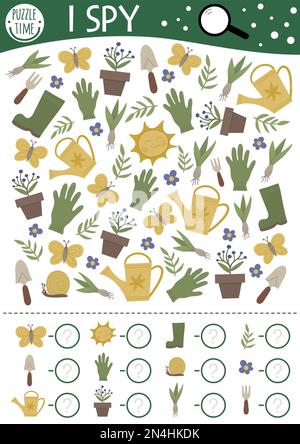 Spring or summer I spy game for kids. Searching and counting activity ...