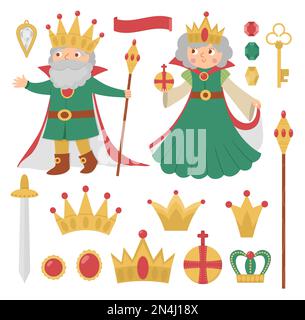 Fairy tale queen with orb isolated on white background. Vector fantasy ...