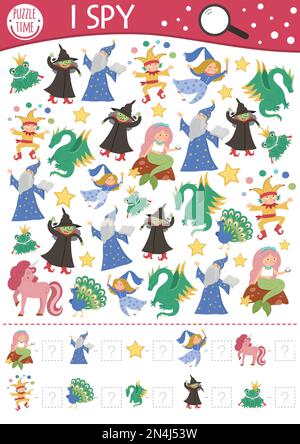 Unicorn I spy game for kids. Searching and counting activity with ...