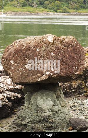 Mushroom rock, Croggan, Loch Spelve, Mull, Scotland Stock Photo - Alamy