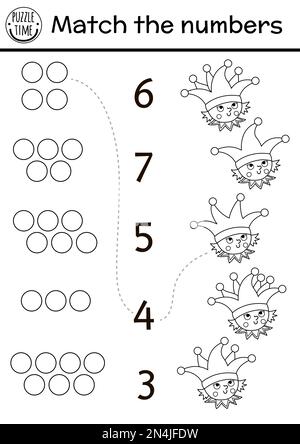 Match the numbers black and white circus game with cute gymnasts and ...