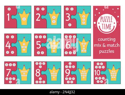Vector fairytale mix and match puzzle with princess, king, knight ...