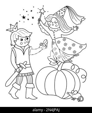 Fairy Tale Prince With Fairy Pumpkin Lost Shoe Mouse Vector Fantasy