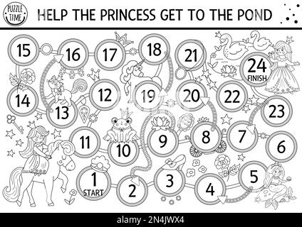 Vector Magic kingdom color by number activity with castle. Fairytale ...