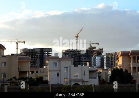 Giza, Egypt, February 4 2023: A construction site of new high rise in ...