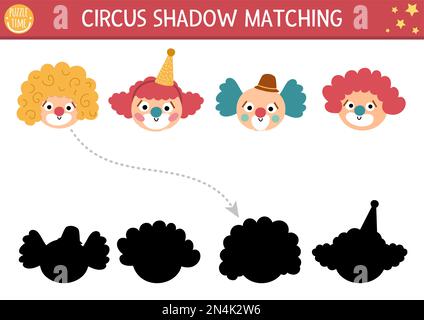 Circus matching activity with cute characters. Amusement show puzzle ...