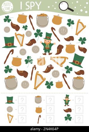 I spy kids game with st Patrick day vector elements. Development of ...