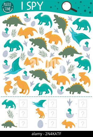 Dinosaur I spy game for kids. Searching and counting activity with ...