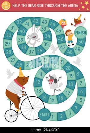 Shapito circus kids boardgame, vector step game help artists reach big ...