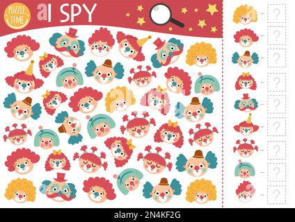 Circus I spy game for kids. Searching and counting activity with funny ...