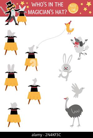 Circus matching activity with cute characters. Amusement show puzzle ...