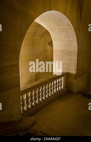 Architectural detail of an arch and balustrade, Louvre Museum, the ...