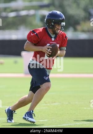 Houston Texans quarterback Ryan Fitzpatrick fumbles after a sack by ...