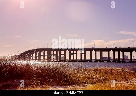 The Biloxi Bay Bridge is pictured from Front Beach, Dec. 28, 2022, in ...