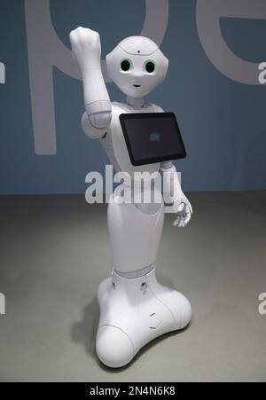 Humanoid Robot "Pepper" is displayed at SoftBank Mobile shop in Tokyo ...