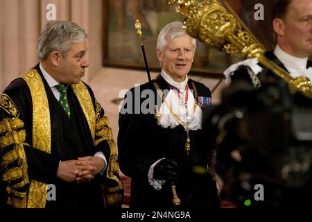 Britain's Black Rod David Leakey stands in Central Lobby before Britain ...