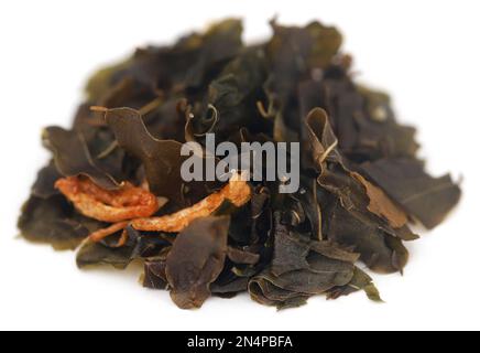Fried moringa leaves over white background Stock Photo - Alamy